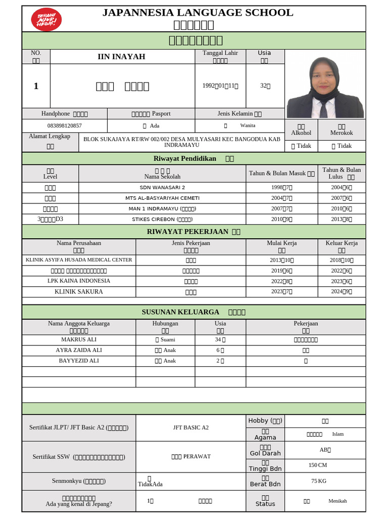 CV KANDIDAT TG KAIGO KOBE | PDF