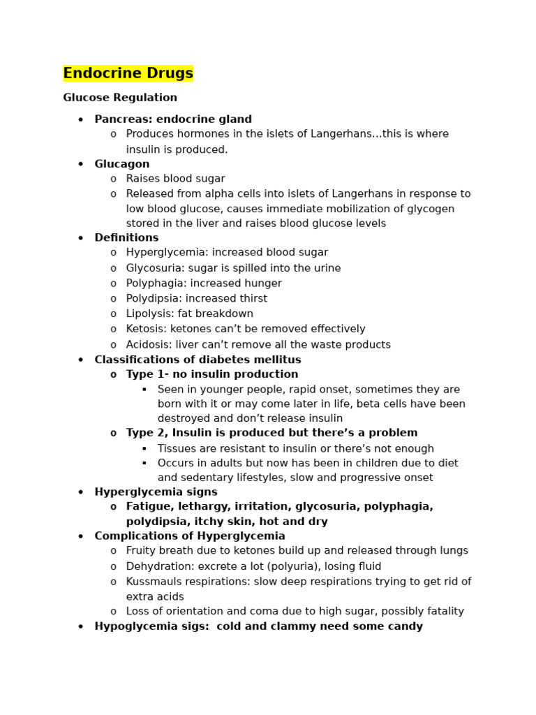 Endocrine Drugs for Diabetes Management | PDF | Hypoglycemia ...