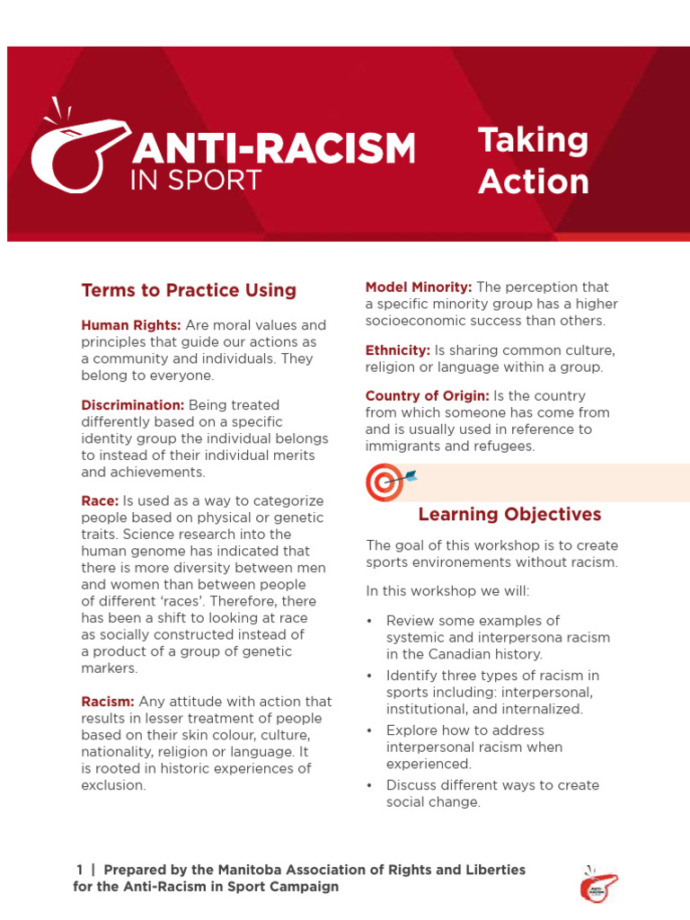 Anti Racism in Sport Teacher Workbook | PDF | Racism | Discrimination ...