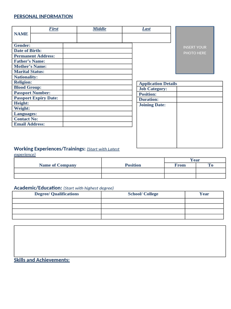 Form Cv Kosong | PDF