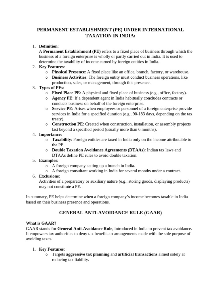 Permanent Establishment | PDF | Tax Avoidance | Permanent Establishment