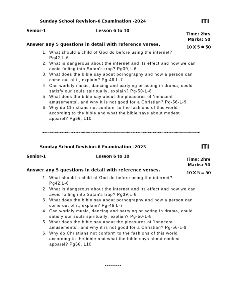 S1 - Lesson 6 To 10 Revision-7 | PDF