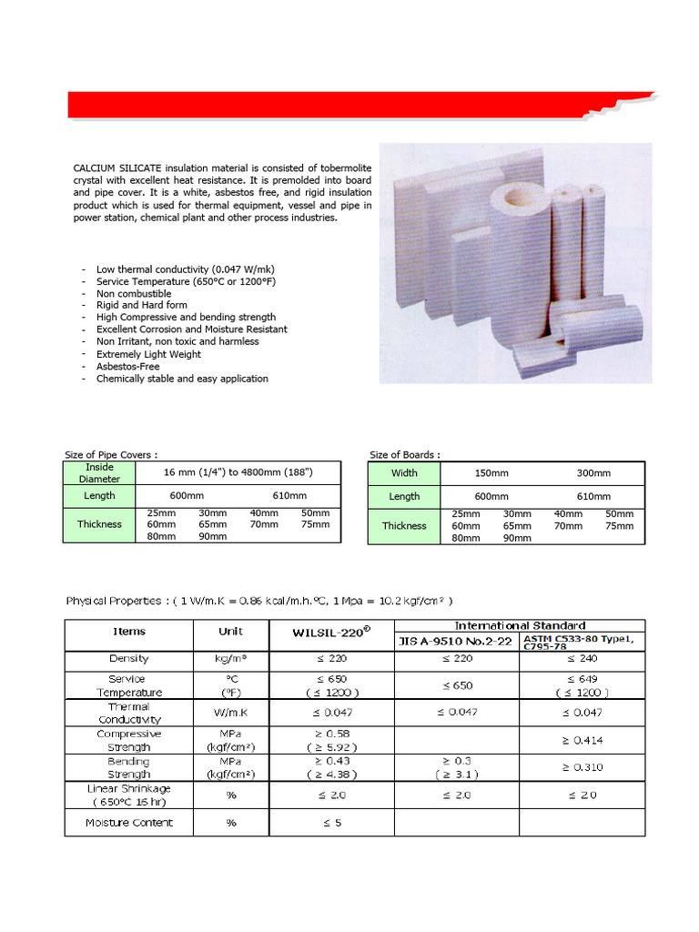 Calcium Silicate Insulation Benefits | PDF | Thermal Insulation | Pipe ...