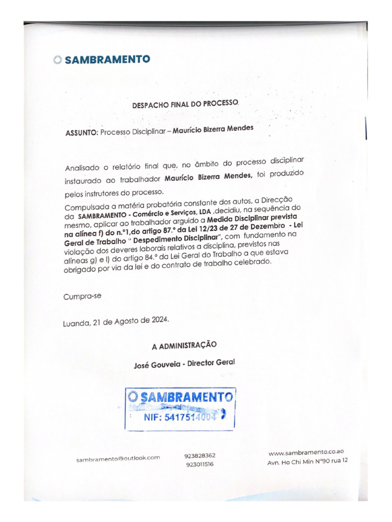 Despacho Final Do Processo. | PDF