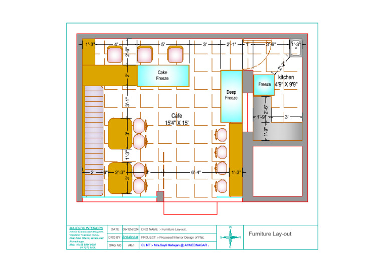 Cafe Furniture Layout Measurement | PDF