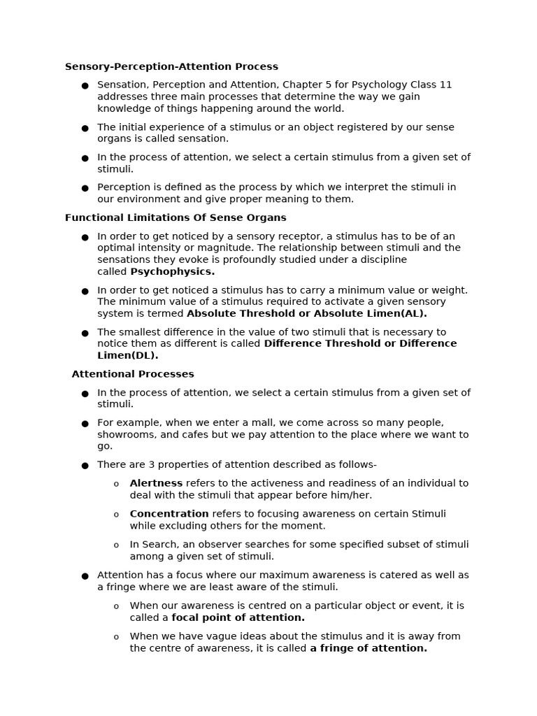 Chapter 4 - Sensory-Attention-Perceptual Processes | PDF | Perception | Attention