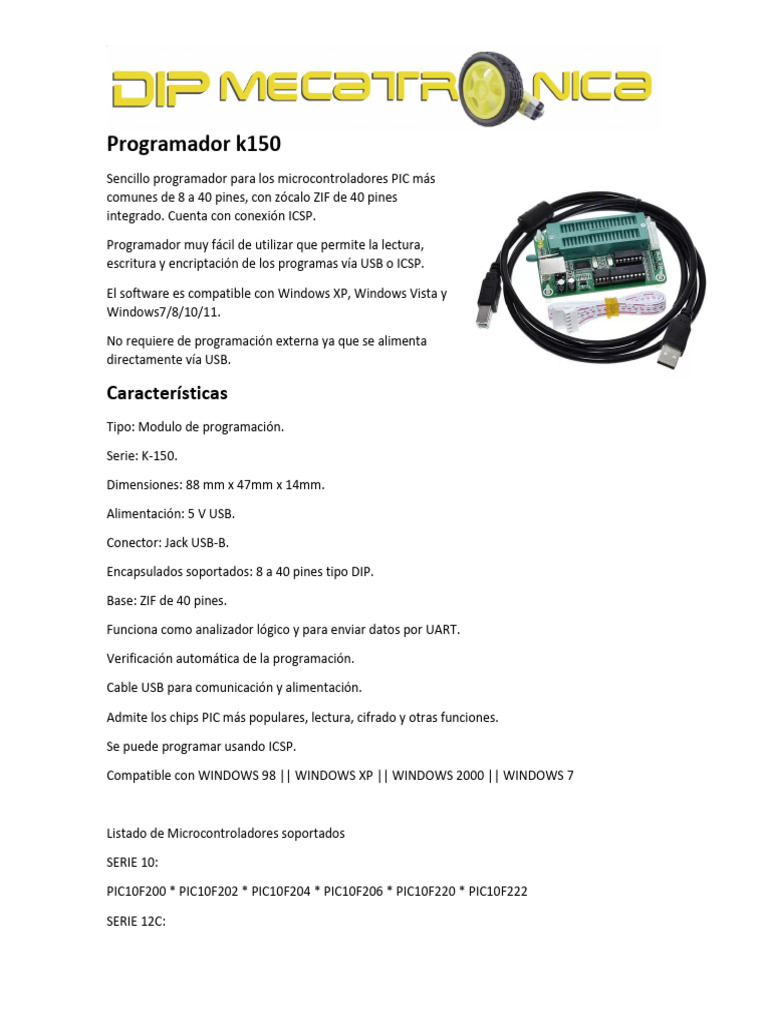 PPK150 Programador de Pics K150 | PDF | USB | Microcontrolador