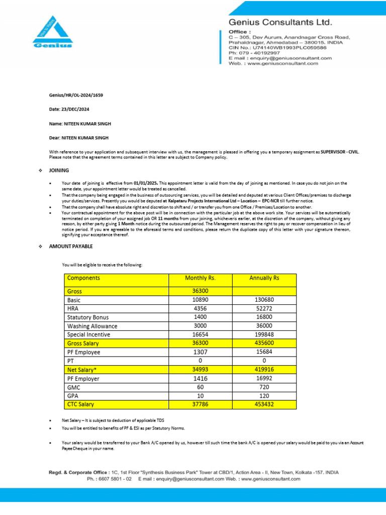 NITEEN KUMAR SINGH OFFESite HR DPR CNDM BADDI - 04.01.2025R LETTER ...