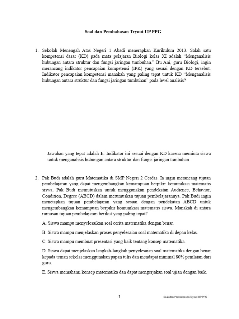 Soal Tryout PPG | PDF Soal Tryout PPG | PDF