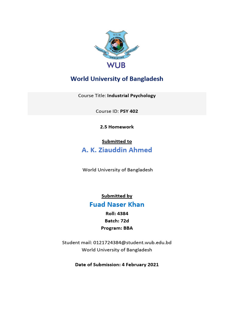 2.5 Homework-Industrial Psychology | PDF | Experiment | Business