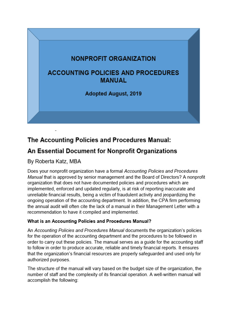 Accounting Policies & Procedures Manual | PDF | Accounts Payable ... Accounting Policies & Procedures Manual | PDF | Accounts Payable ...