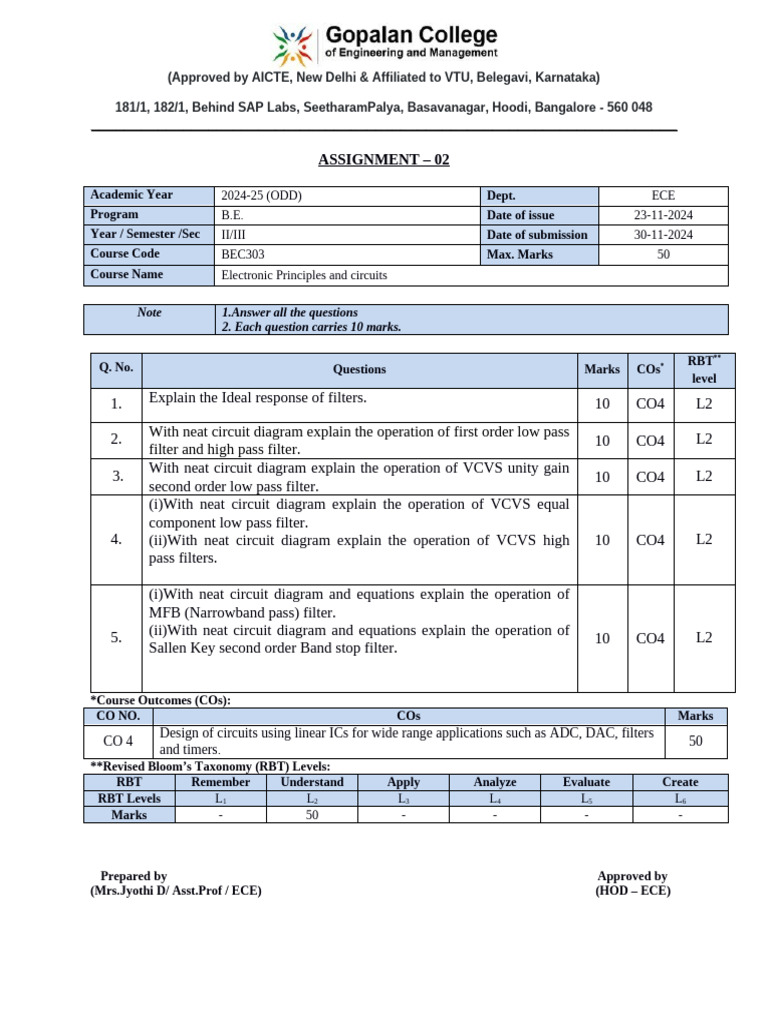 EPC - ASSIGNMENT 2 (III Sem) | PDF | Computer Engineering | Electronic Design