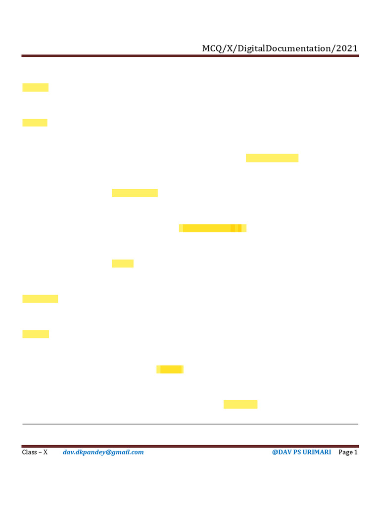 Class 10 MCQ Question-X- DigitalDocumentation | PDF | Page Layout ...