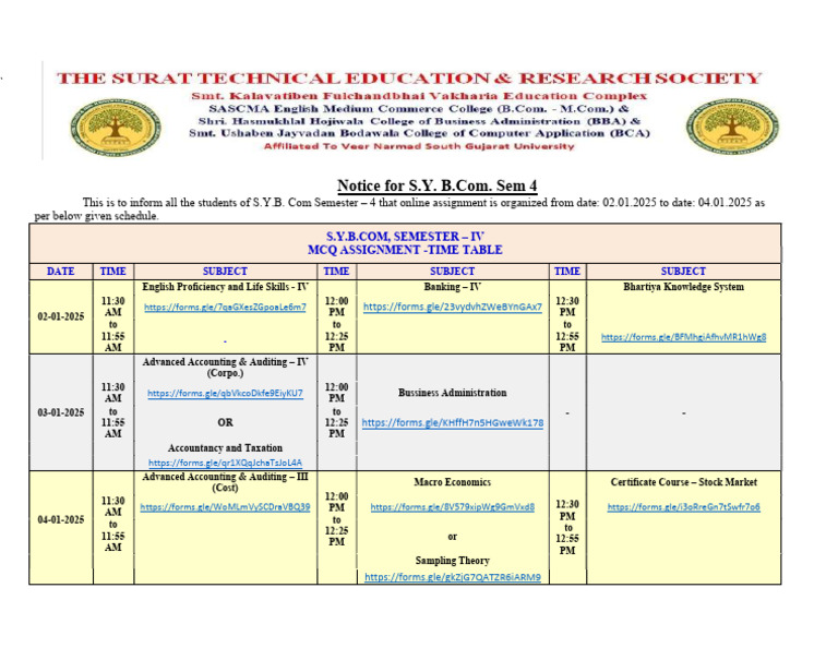 SY Bcom Sem 4 MCQ Assignment Link | PDF | Accounting | Financial Services