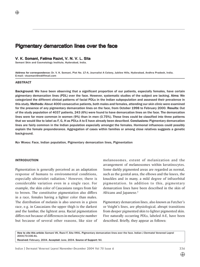 Pigmentary demarcation lines on face | PDF | Skin