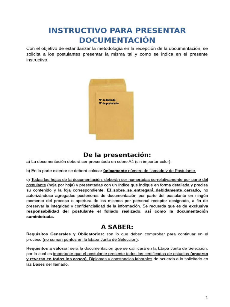 INSTRUCTIVO entrega documentación Grado I (1) | PDF | Documento de identidad