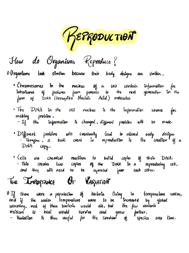 How Do Organisms Reproduce - 1 Notes Muk | PDF