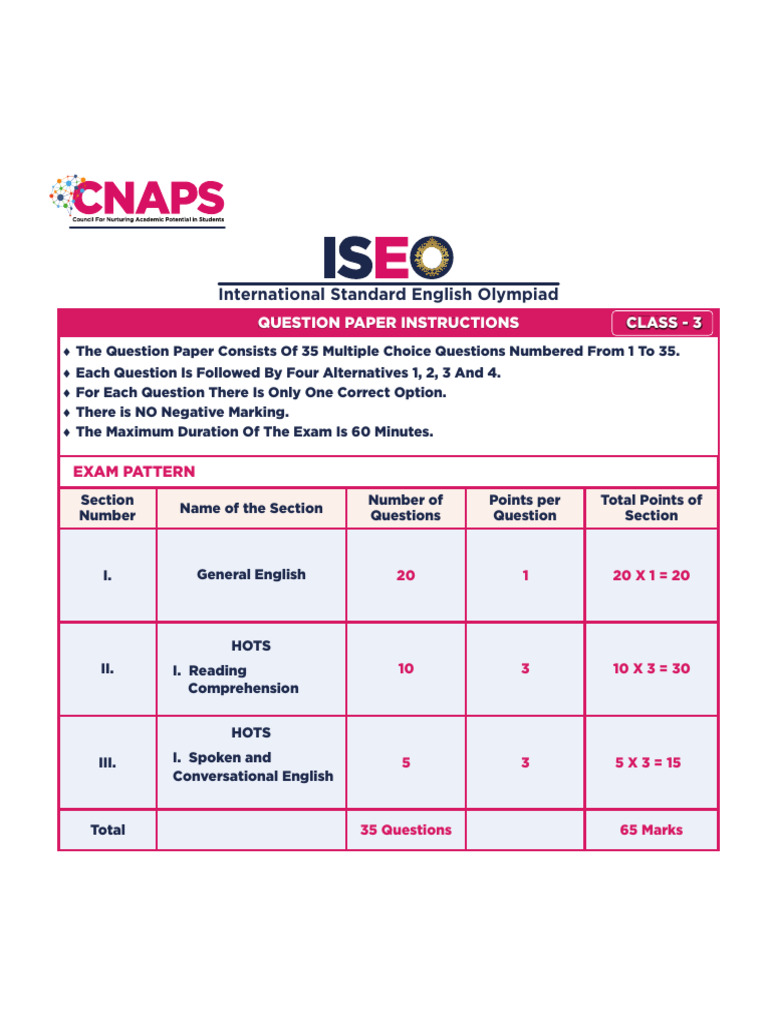 ISEO ExamPattern 03 | PDF