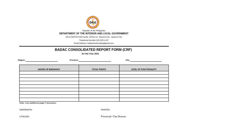 5-Badac Consolidated Report Form | PDF