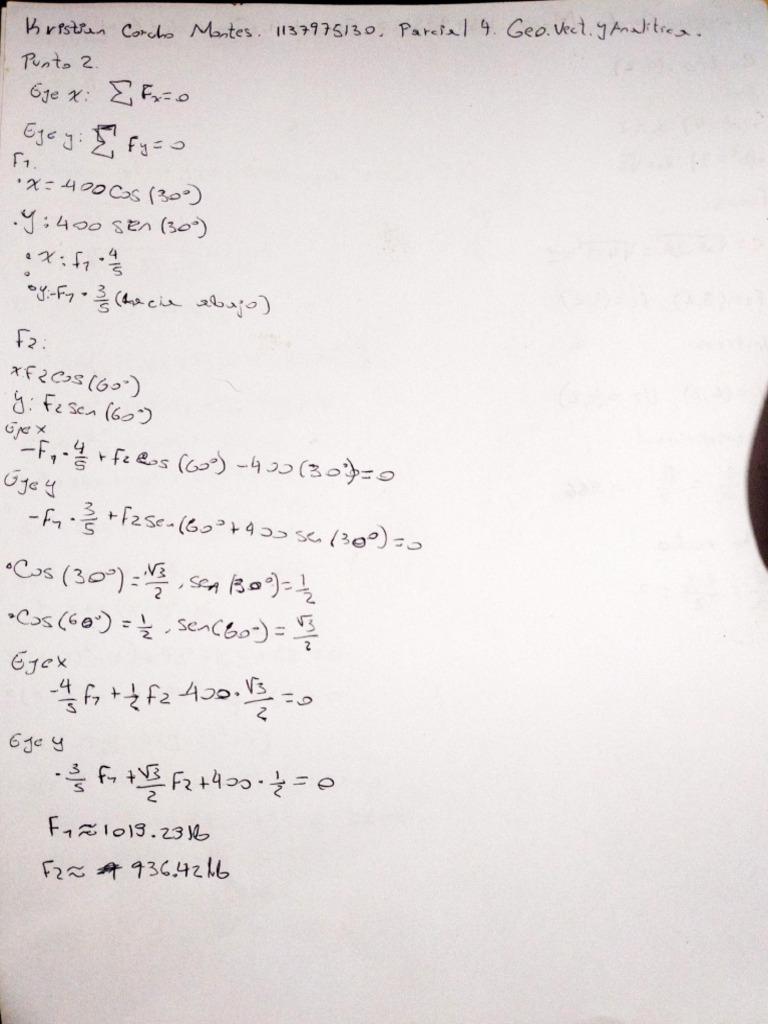 Punto 2. Parcial 4. Geo. Vect y Analítica | PDF