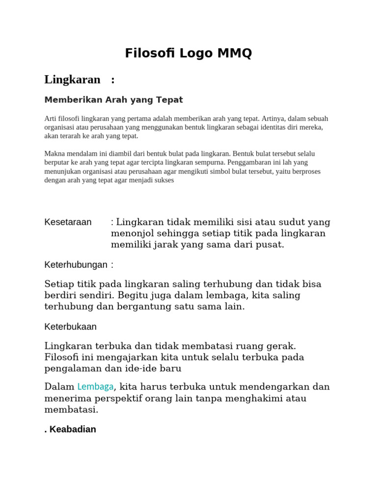 Filosofi Logo MMQ | PDF