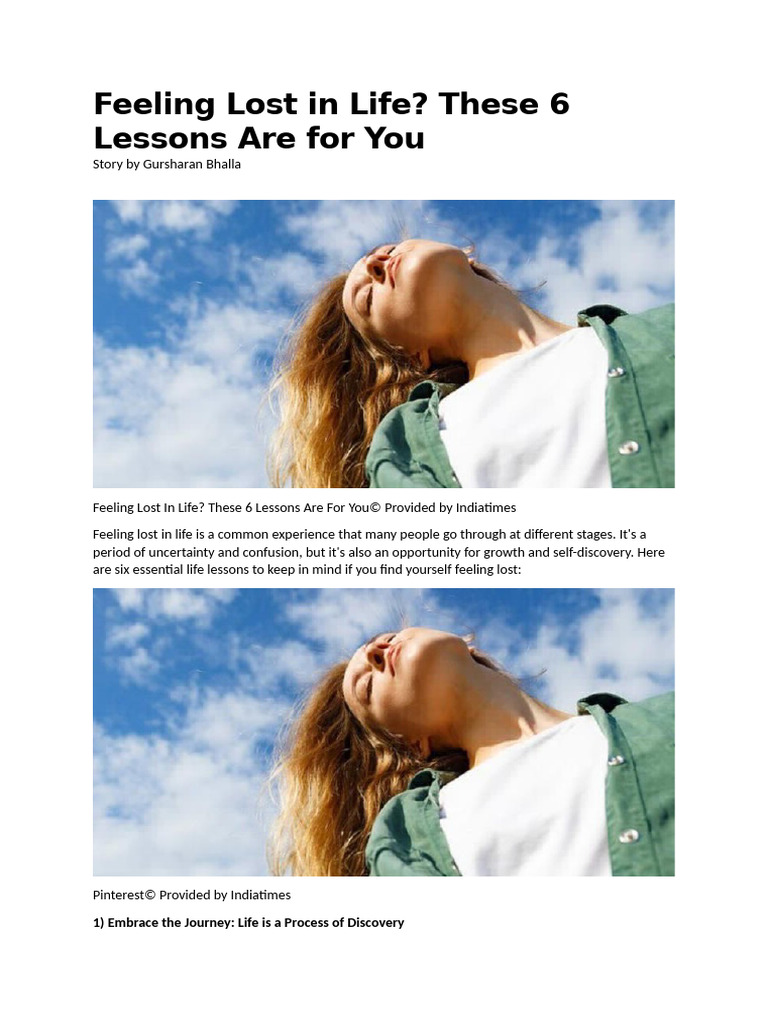 Feeling Lost in Life These 6 Lessons Are For You | PDF | Feeling ...