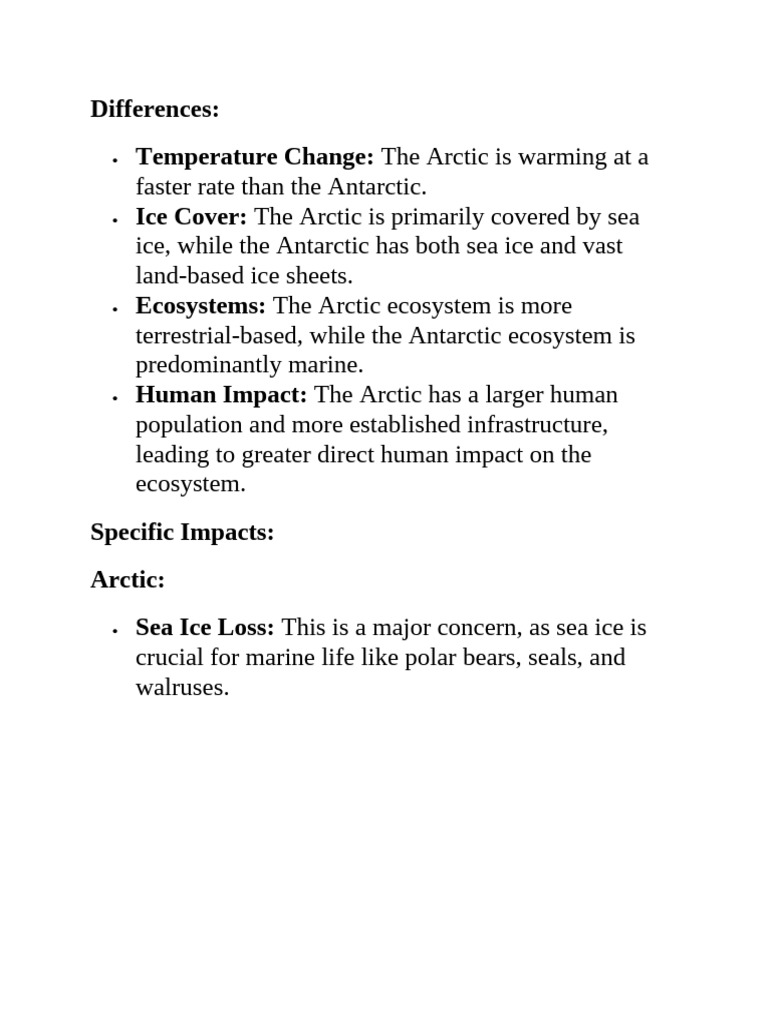 Arctic vs Antarctic: Climate Impacts | PDF