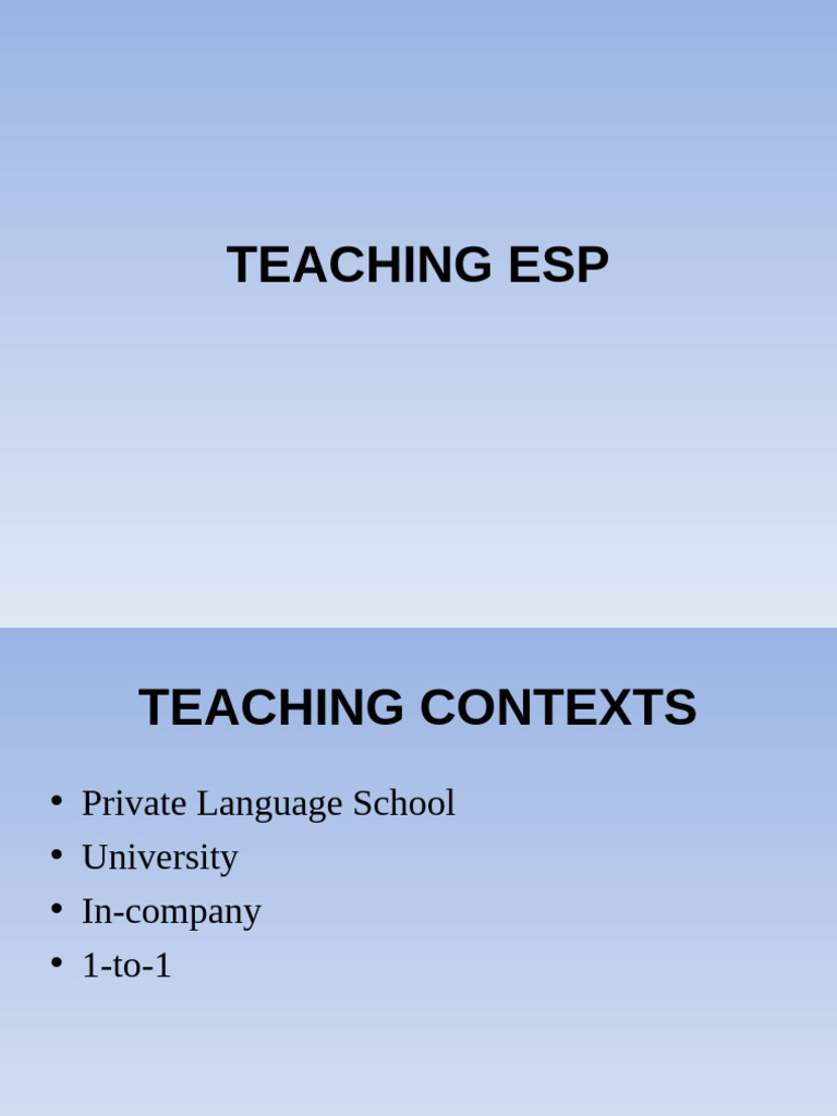 Teaching Esp | PDF | Learning | Discourse