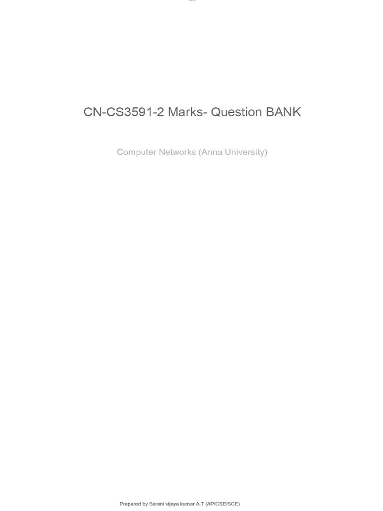 CS3591 Computer Networks - 2 Marks | PDF