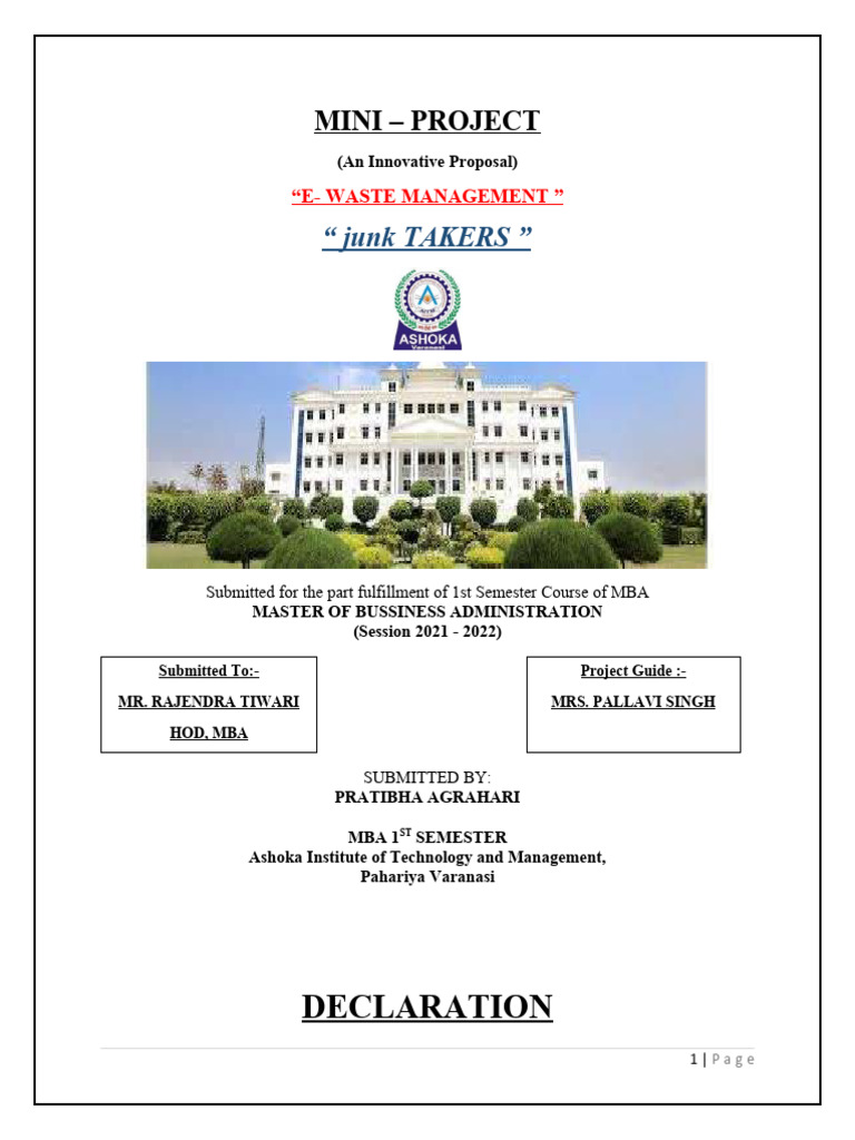 Pratibha Mini Project | PDF | Waste | Recycling