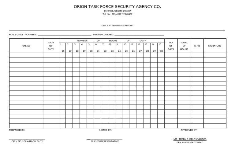 Orion Task Force Security Agency Co | PDF