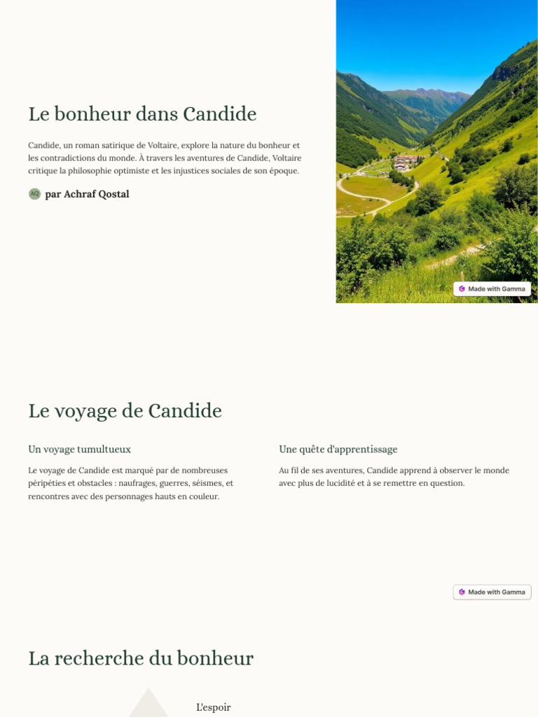 Le bonheur dans Candide de Voltaire | PDF | Candide