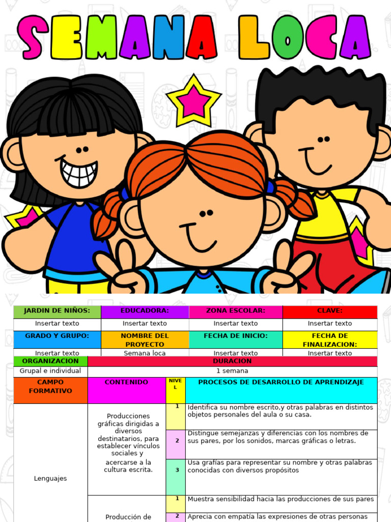 Semana Loca en Jardín de Niños | PDF | Evaluación