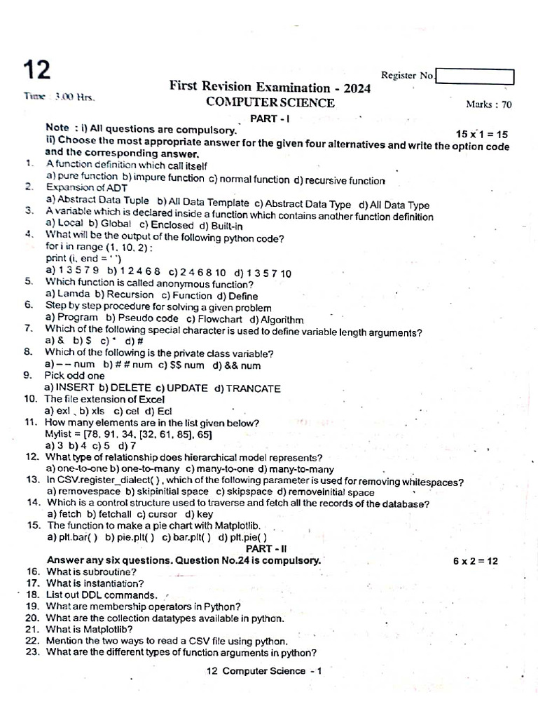 Xii CS em I Rev 2024 | PDF