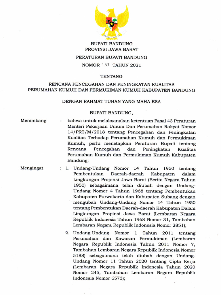 Perbup RP2KPKPK Kabupaten Bandung | PDF