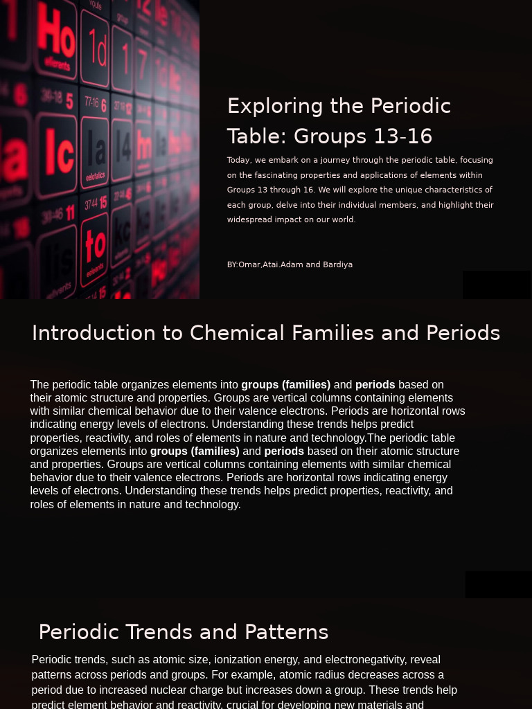 Exploring the Periodic Table Groups 13 16 (1) | PDF | Metals ...