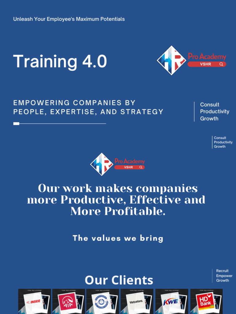 VSHR Pro Academy - Training 4.0 | PDF | Consultant | Marketing