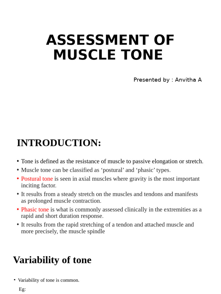 Assessment of Muscle Tone Seminar - PPTM | PDF | Diseases And Disorders ...