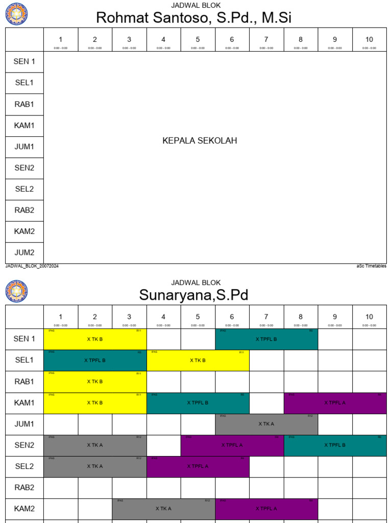 JADWAL BLOK PERGURU 20072024 B 2.1 | PDF | Radio Broadcasting | Radio Formats
