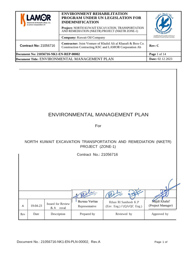 Kuwait NKETR Environmental Management Plan | PDF | Sewage Treatment | Noise