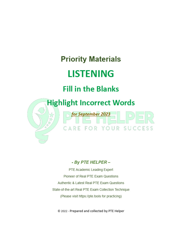 L-FIB - HIW Priority Materials HELPER September 2023 | PDF