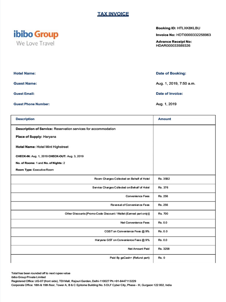 PDF Goibibo Invoice - Compress | PDF