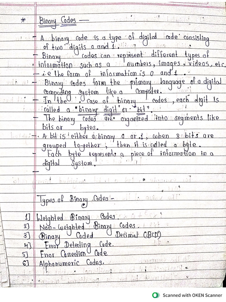 Binary Codes Unit2 | PDF
