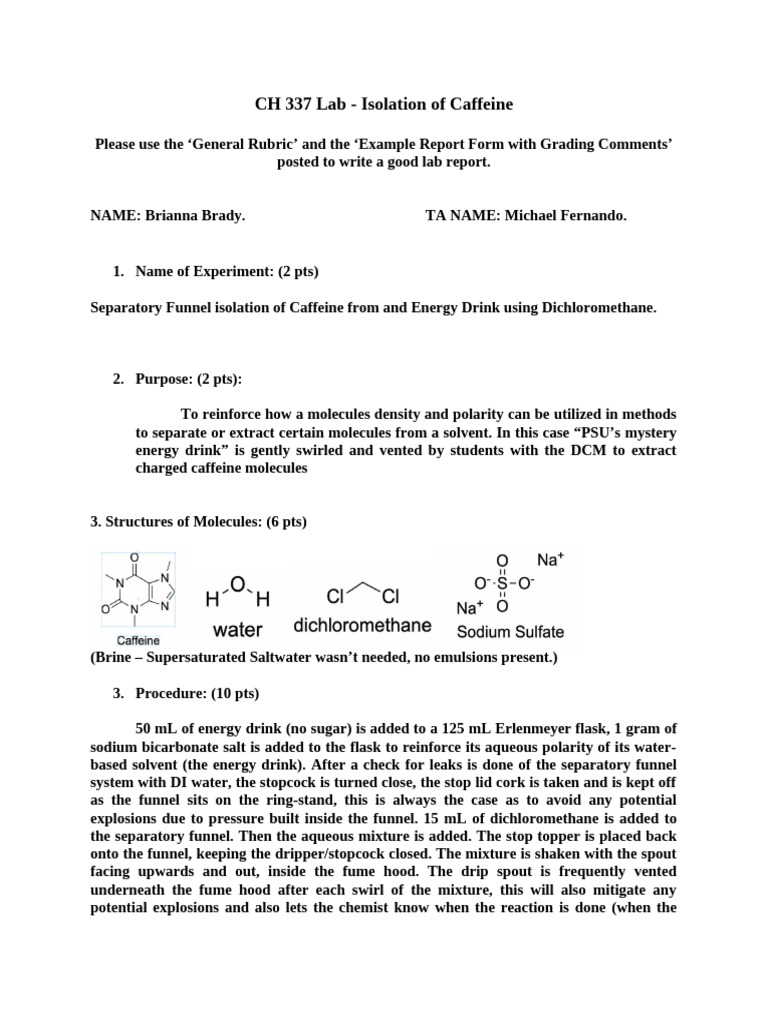 BriBraOrgLabCaffiene | PDF | Solvent | Chemistry