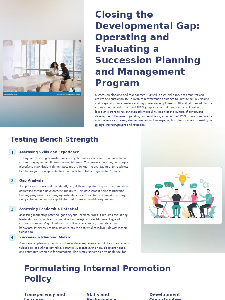 Closing the Developmental Gap Operating and Evaluating a Succession Planning and Management ...