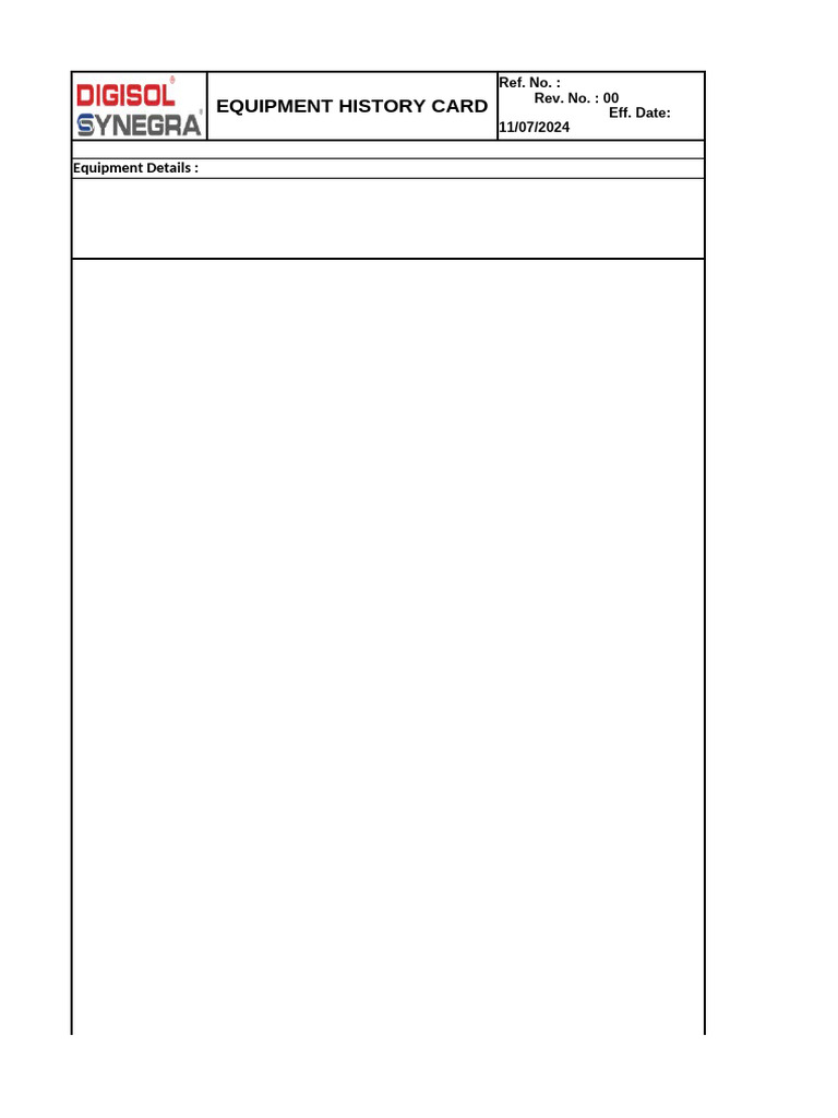 Equipment History Card Format | PDF