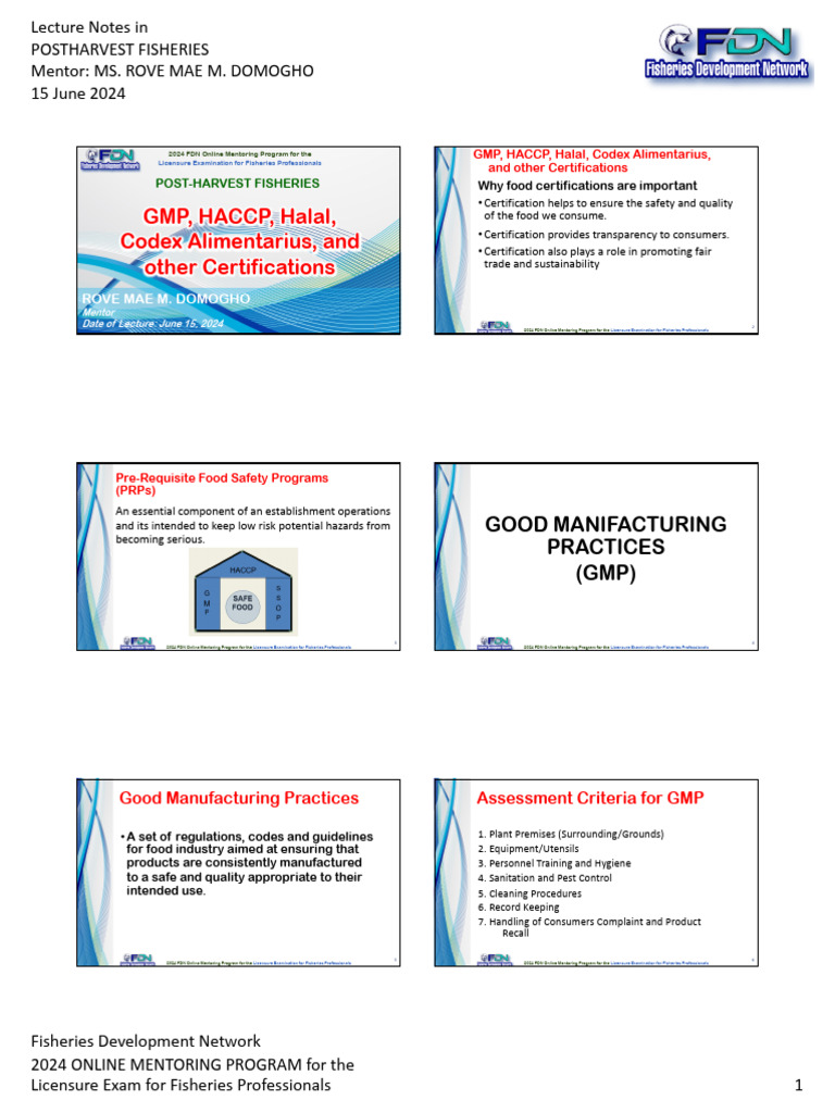 5a. GMP, SSOP, HACCP, C. Alimentarius, and Other Certifications | PDF | Hygiene | Hazard ...