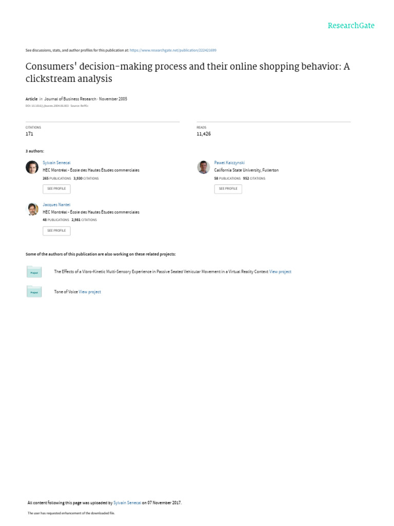 Consumers Decision-Making Process and Their Onlin | PDF | Behavior ...