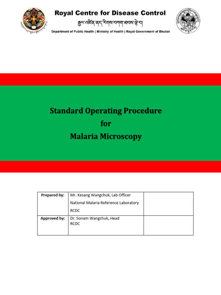 SOP For Malaria Micros | PDF | Microscope | Staining