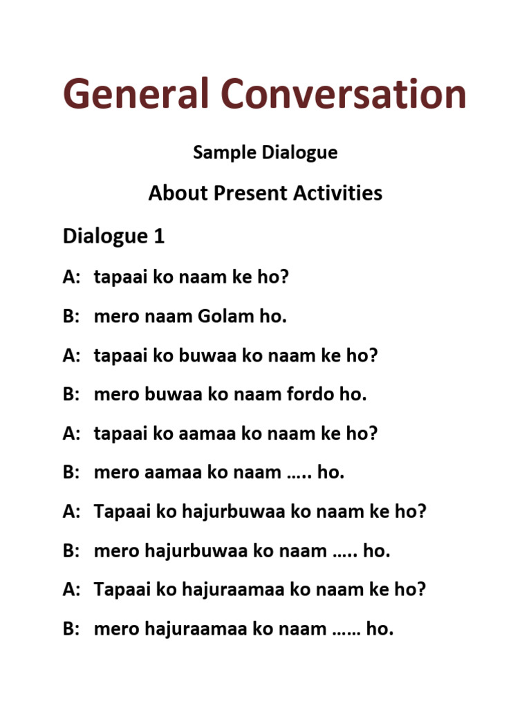 General Conversation - Present | PDF | Linguistic Morphology | Syntax